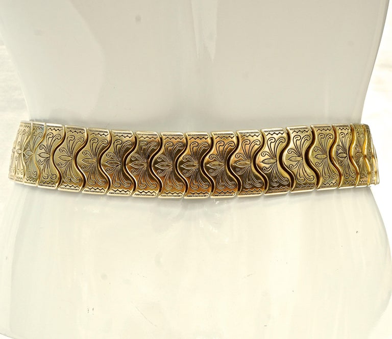 Nanni Italian Brown Leather Belt with Gold Plated Buckle and Metal ...
