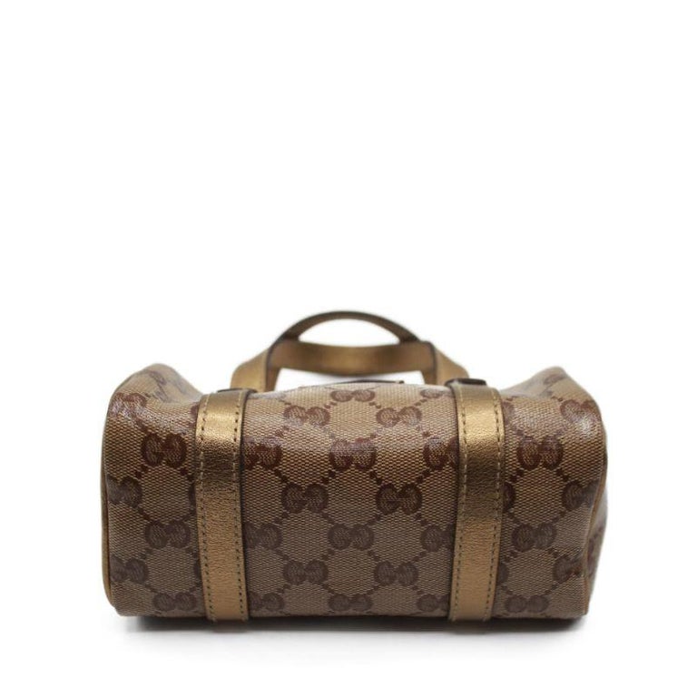 Nano Gucci Golden Boston Bag in Canvas and Leather For Sale at 1stDibs