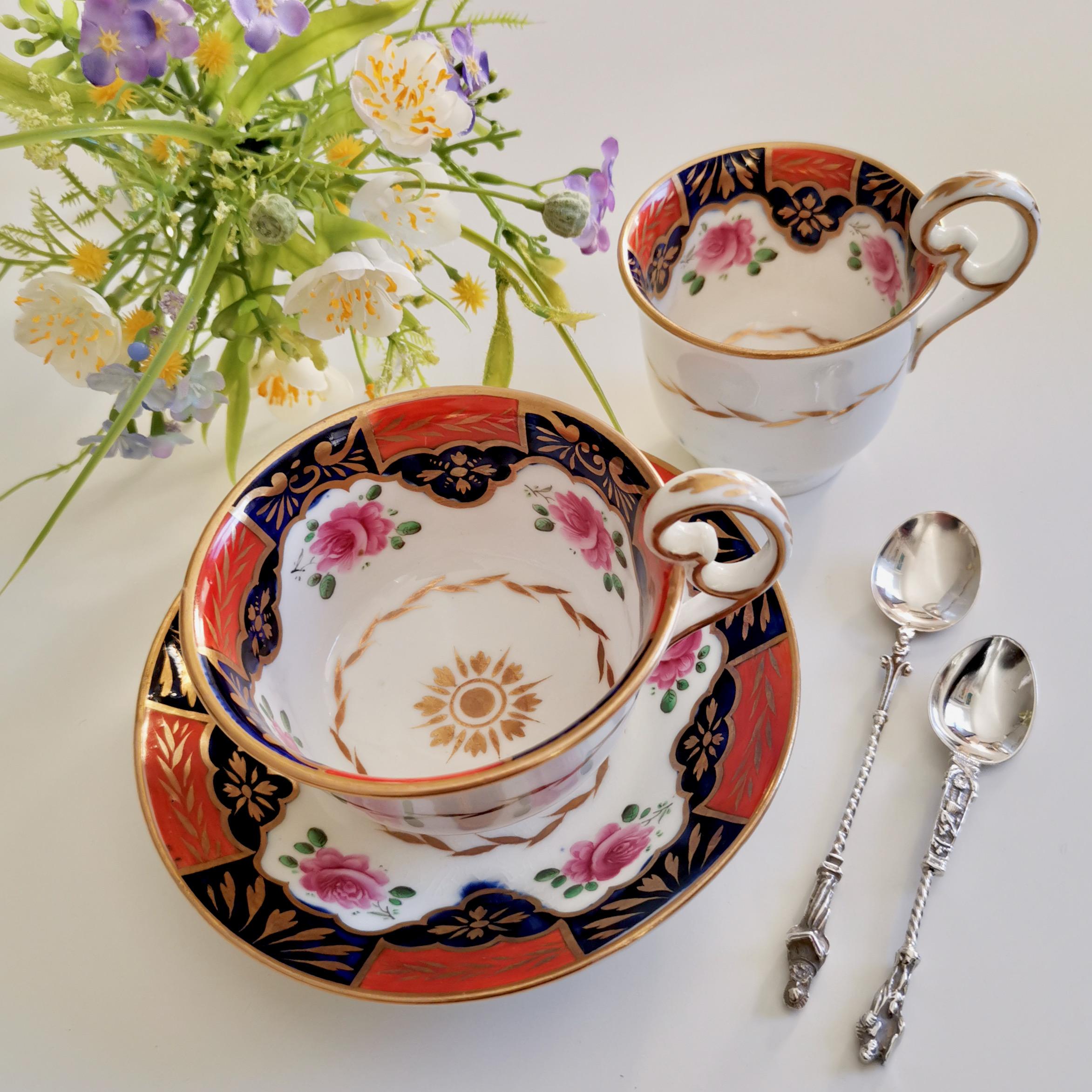 Coalport Porcelain Teacup Trio, Orange with Roses, Regency, circa 1820 ...