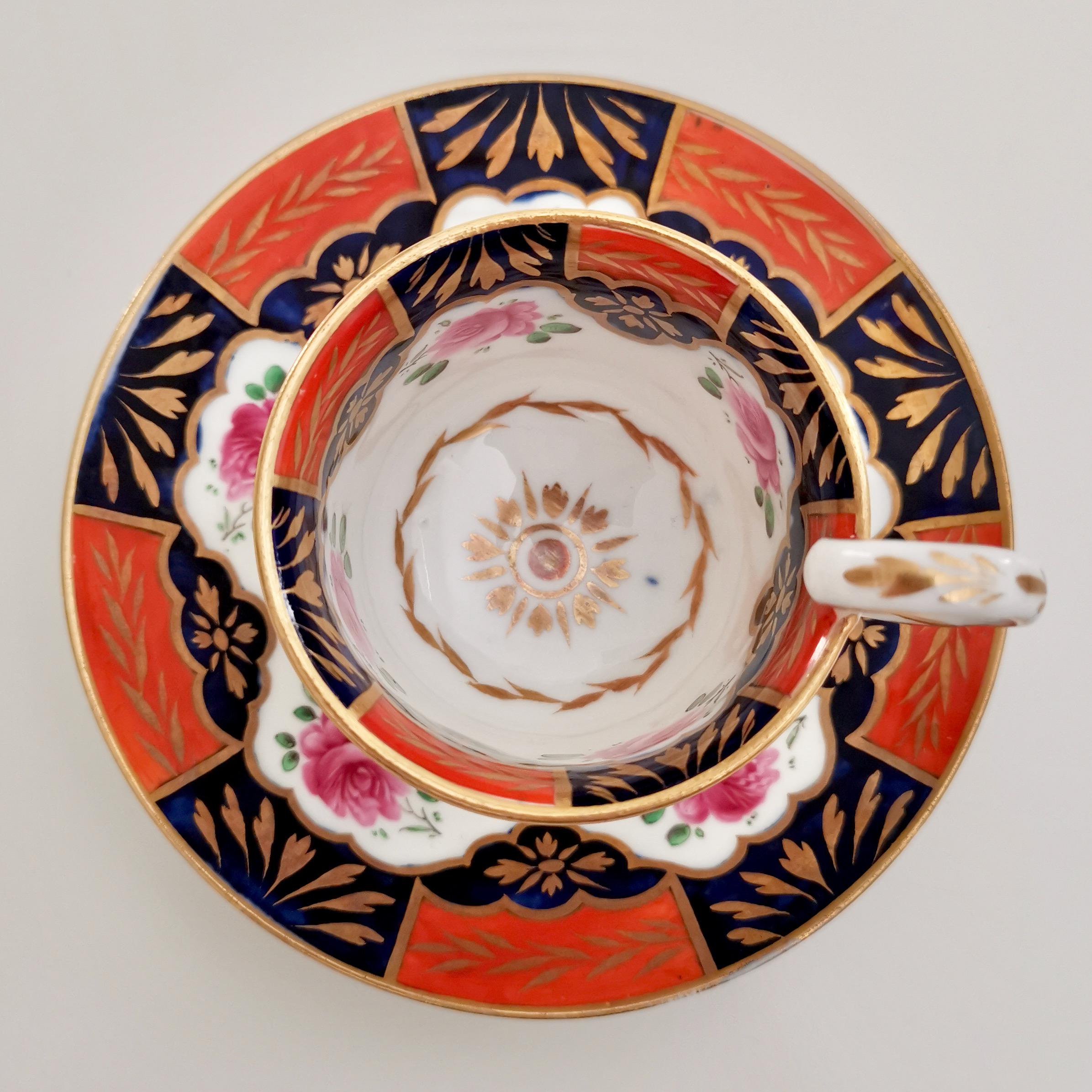 Coalport Porcelain Teacup Trio, Orange with Roses, Regency, circa 1820 ...