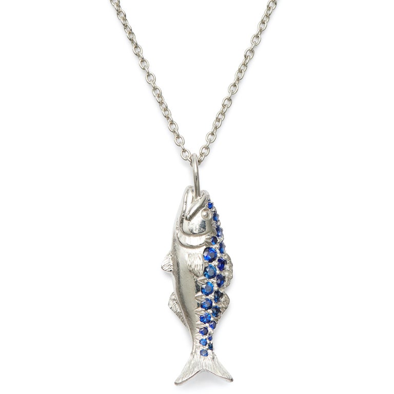 Susan Lister Locke Nantucket Bluefish Sapphire and 18K White Gold Small ...