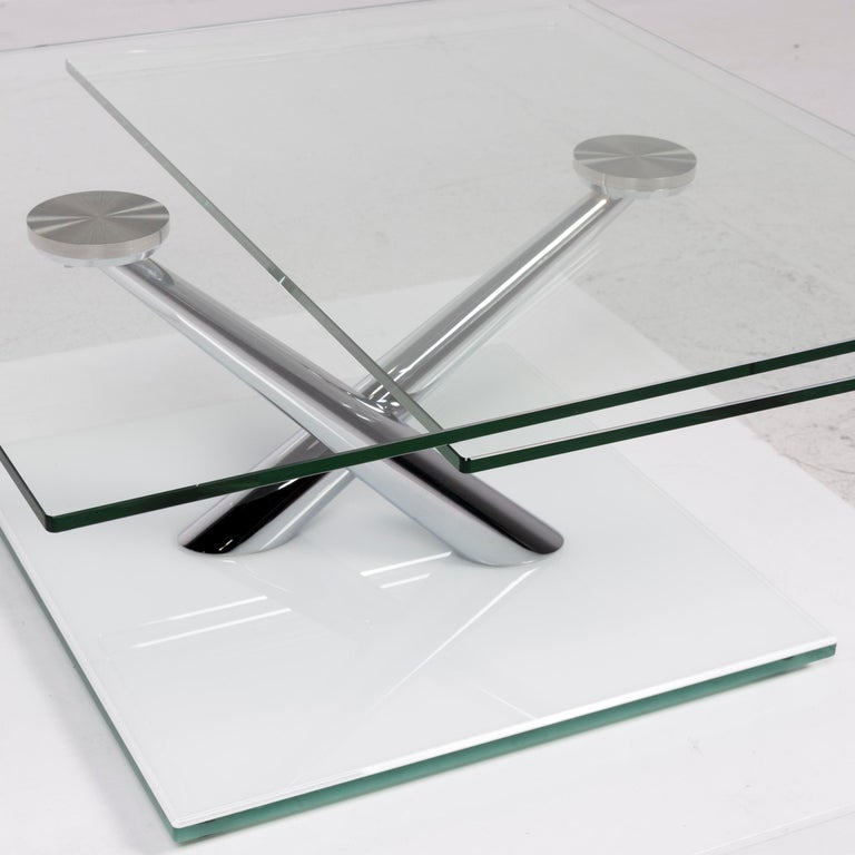 NAOS Glass Table Silver Adjustable Function Table at 1stDibs