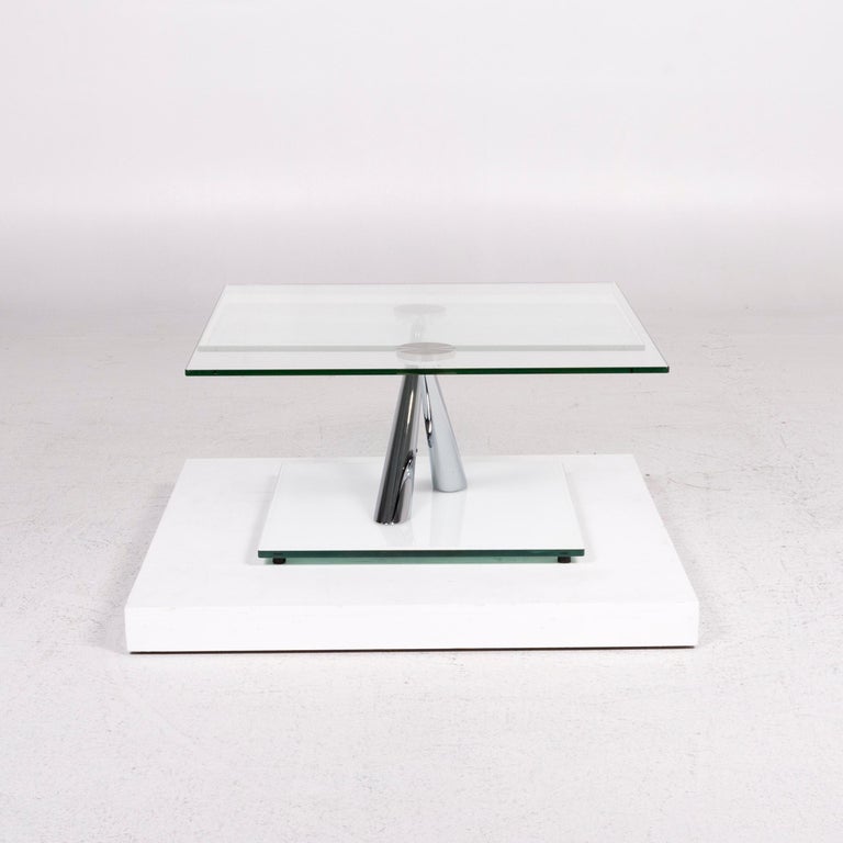 NAOS Glass Table Silver Adjustable Function Table at 1stDibs