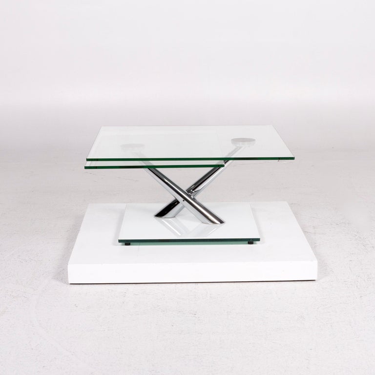 NAOS Glass Table Silver Adjustable Function Table at 1stDibs