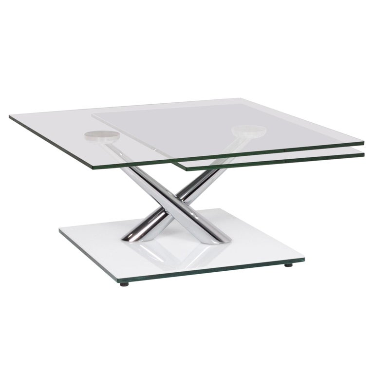 NAOS Glass Table Silver Adjustable Function Table at 1stDibs