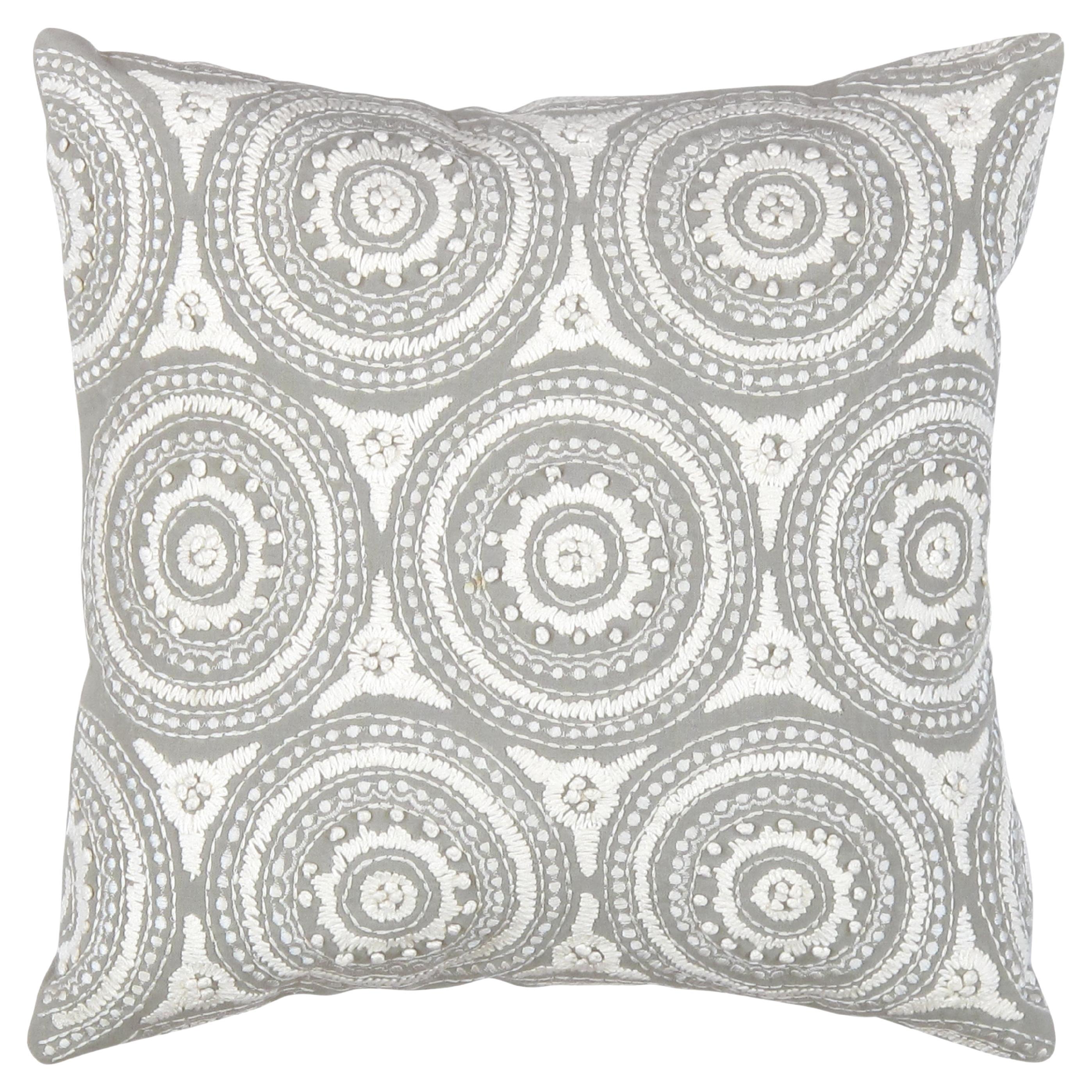 Naples Embroidered Pillow, Grey/Ivory For Sale at 1stDibs