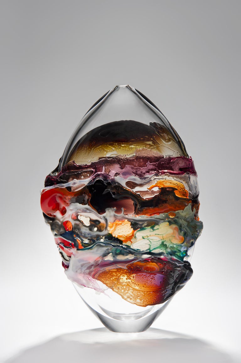 Naples II, a Unique Orange, Brown and Mixed Colored Glass Vase by ...