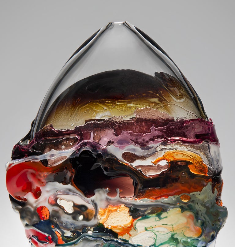 Naples II, a Unique Orange, Brown and Mixed Colored Glass Vase by ...
