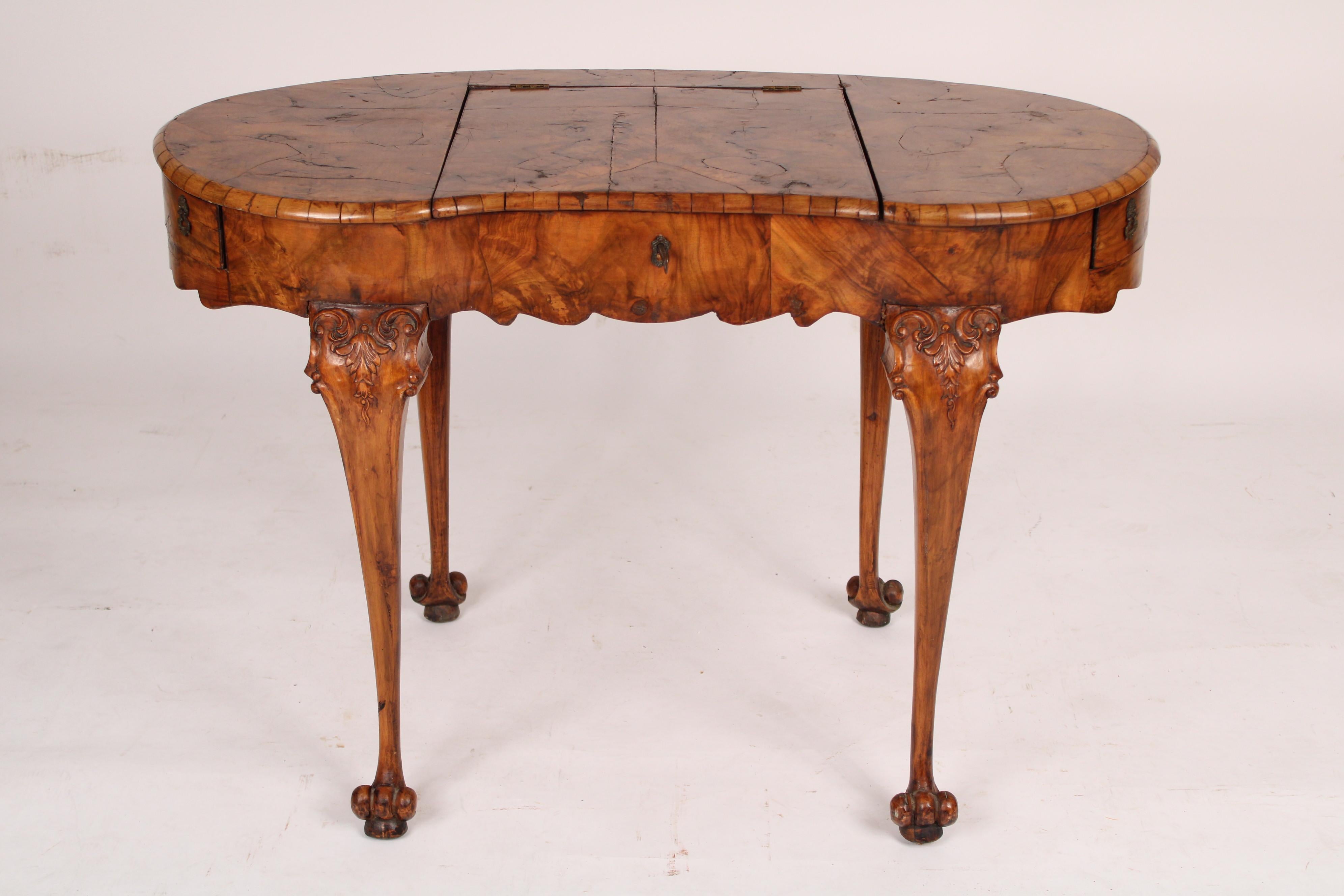 Napoleon III Burl Olive Wood Kidney Shaped Writing / Poudre Table at ...
