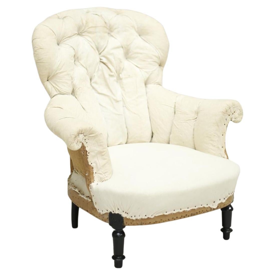 Napoleon III Buttoned Curve Back Armchair For Sale at 1stDibs