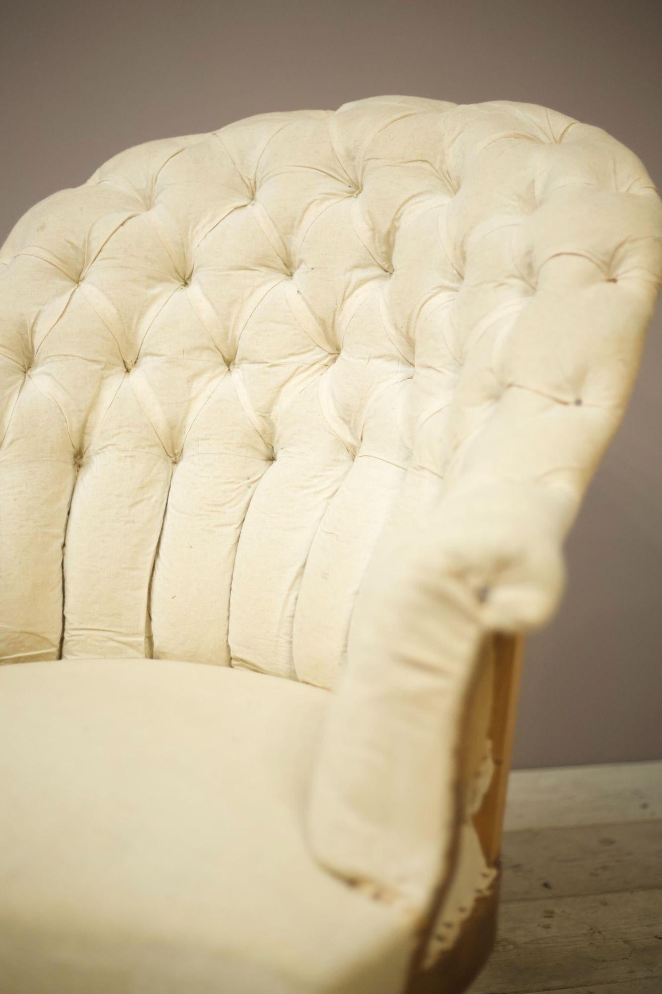 Napoleon III Buttoned Curved Back Armchair For Sale at 1stDibs