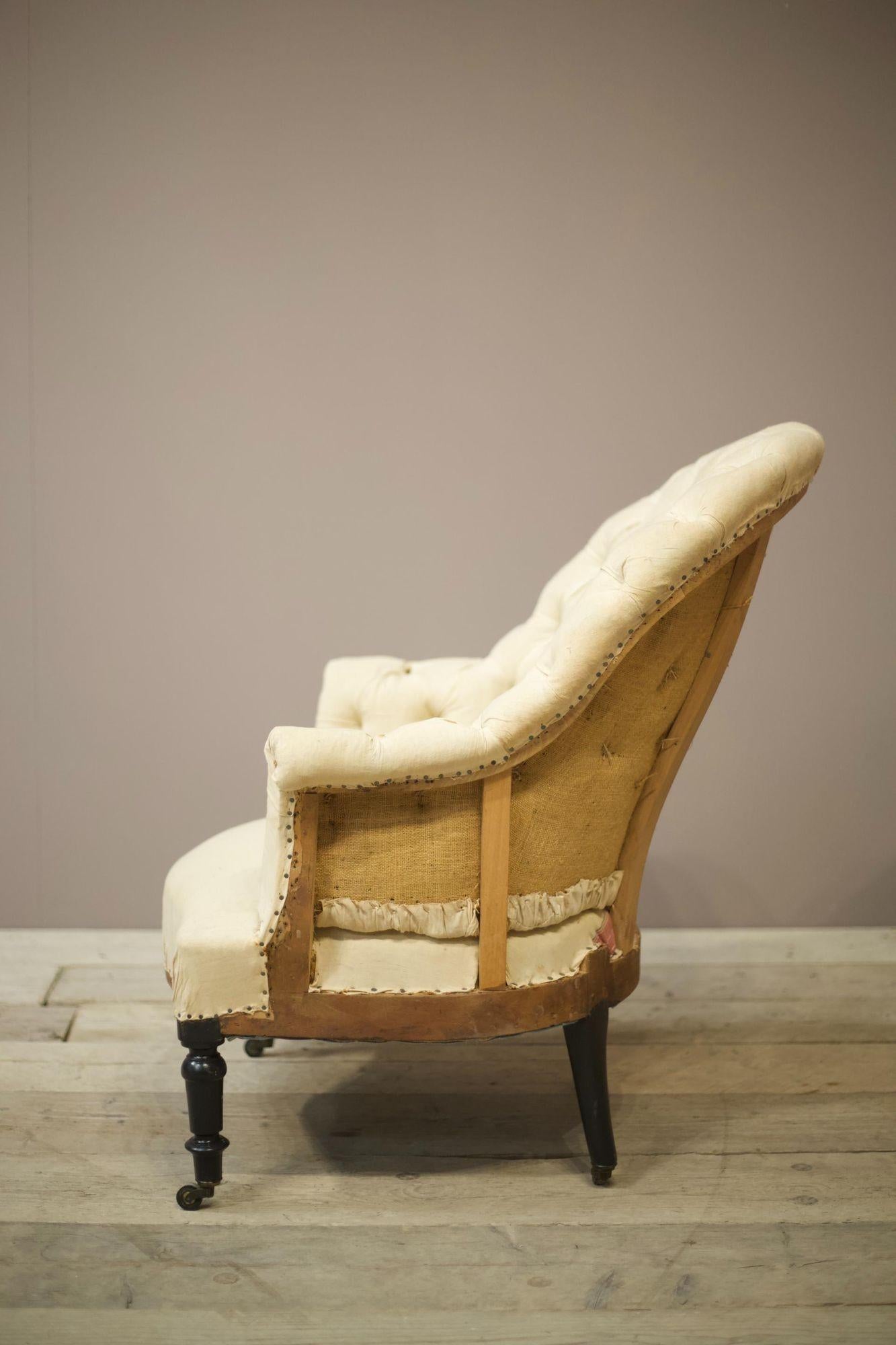 Napoleon III Buttoned Curved Back Armchair For Sale at 1stDibs