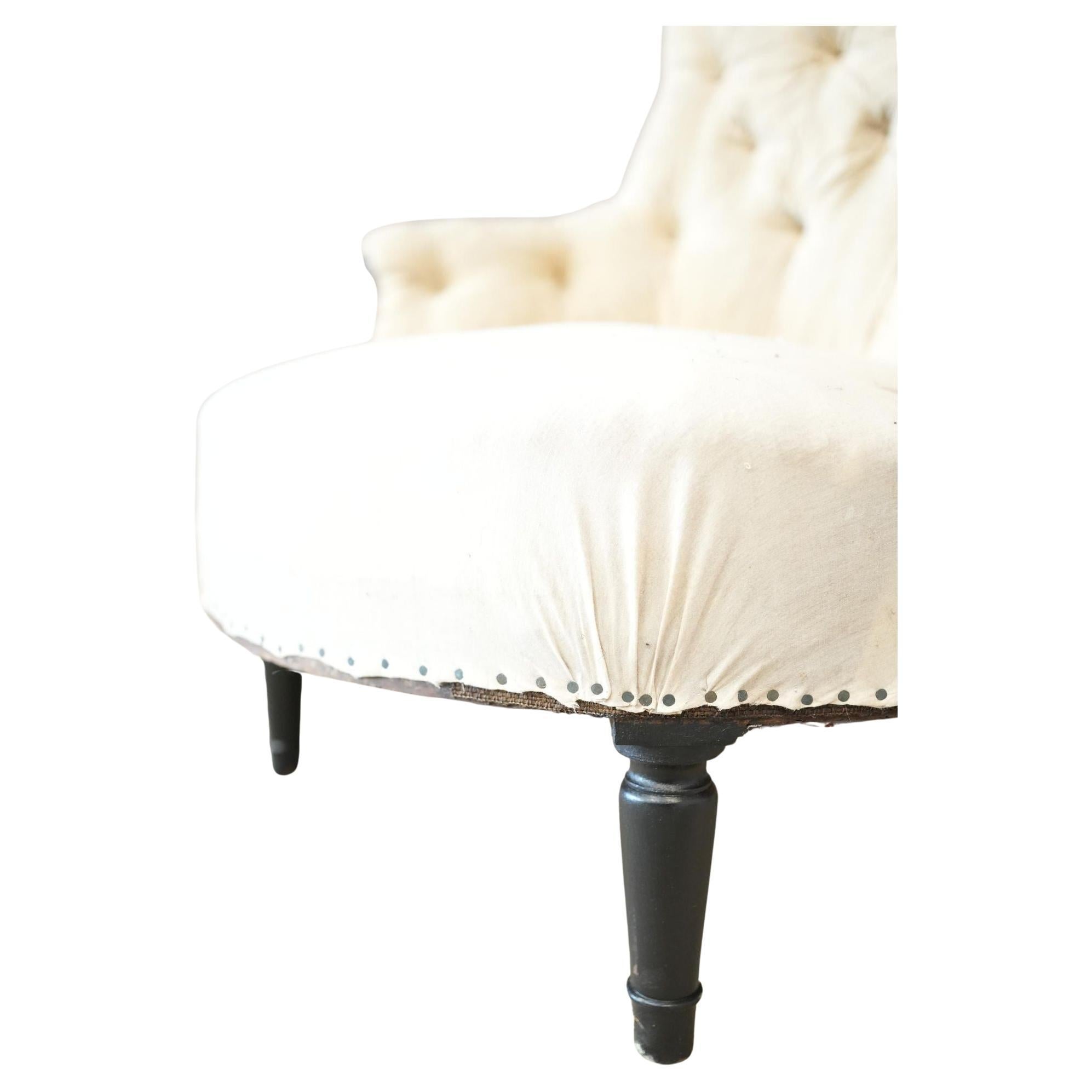 Pair of Napoleon III buttoned square back armchairs For Sale at 1stDibs