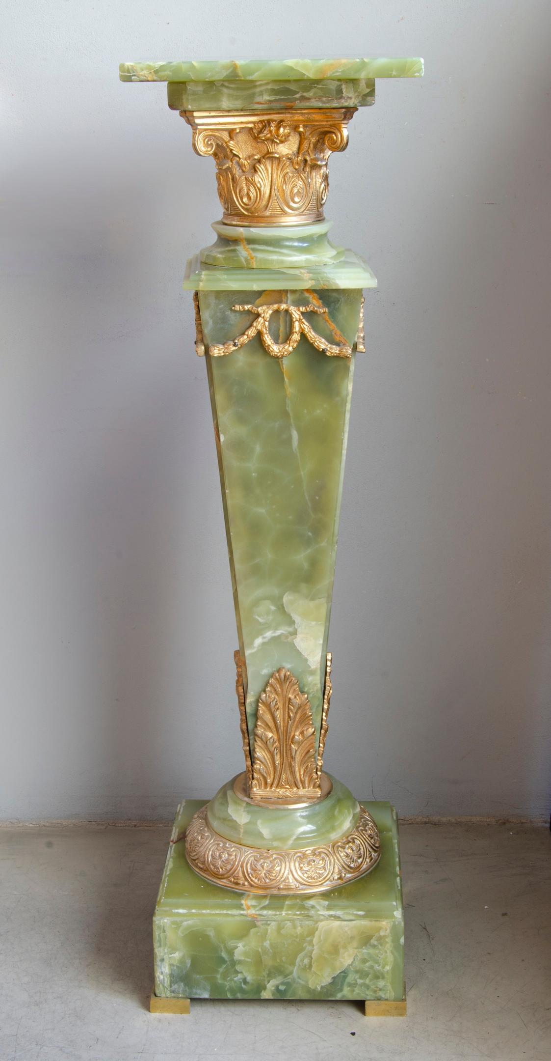 Napoleon III Column with Onix Marble and Gilt Bronze at 1stDibs