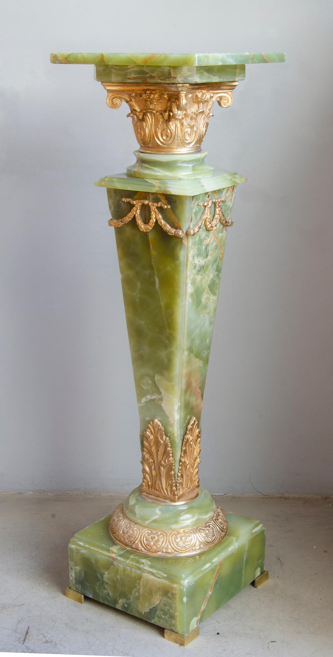 Napoleon III Column with Onix Marble and Gilt Bronze at 1stDibs