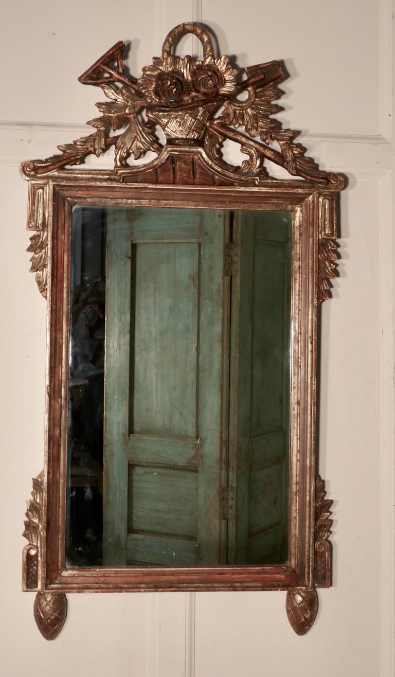 Napoleon III, Distressed, Faded Wall Mirror on a Gardening Theme at 1stDibs