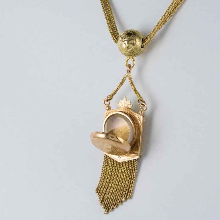 Napoleon III French 18 Karat Yellow Rose Gold Medallion Chains Necklace ...
