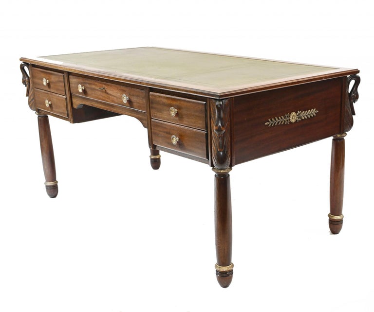 Napoleon III French Desk Antique Bureau Plat, 1890 For Sale at 1stDibs