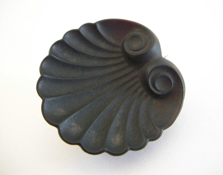 Napoleon III French Jet Neoclassical Shell Brooch, France, Mid-19th ...
