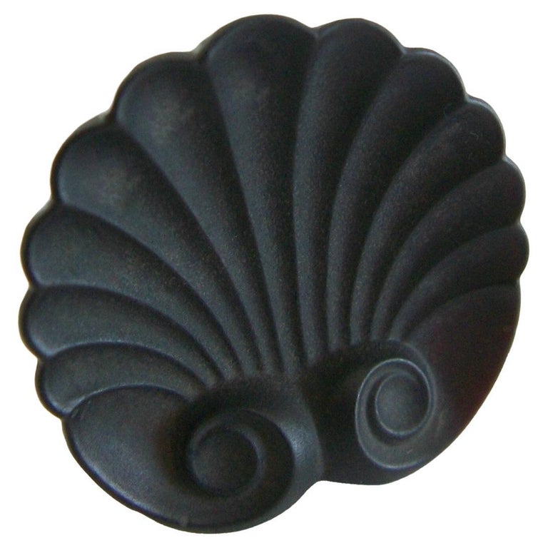 Napoleon III French Jet Neoclassical Shell Brooch, France, Mid-19th ...