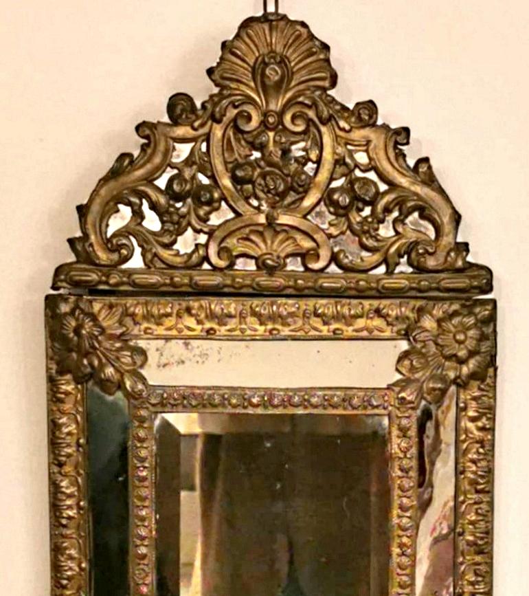Napoleon III French Wall Mirror with Brass Inserts Worked in Repoussé ...