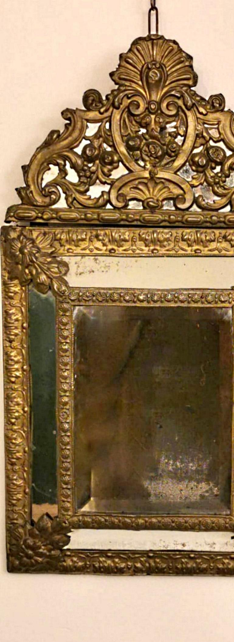 Napoleon III French Wall Mirror with Brass Inserts Worked in Repoussé ...