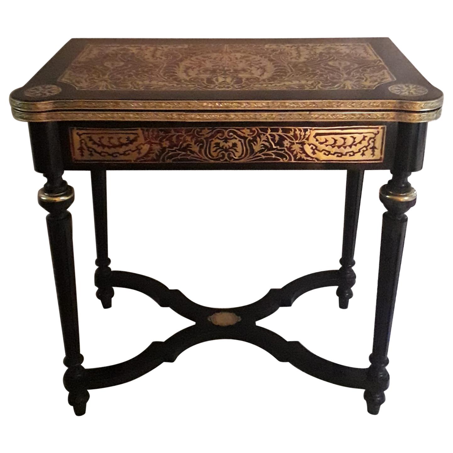 Napoléon III Game Table in Boulle Marquetry, France 19th Century at 1stDibs