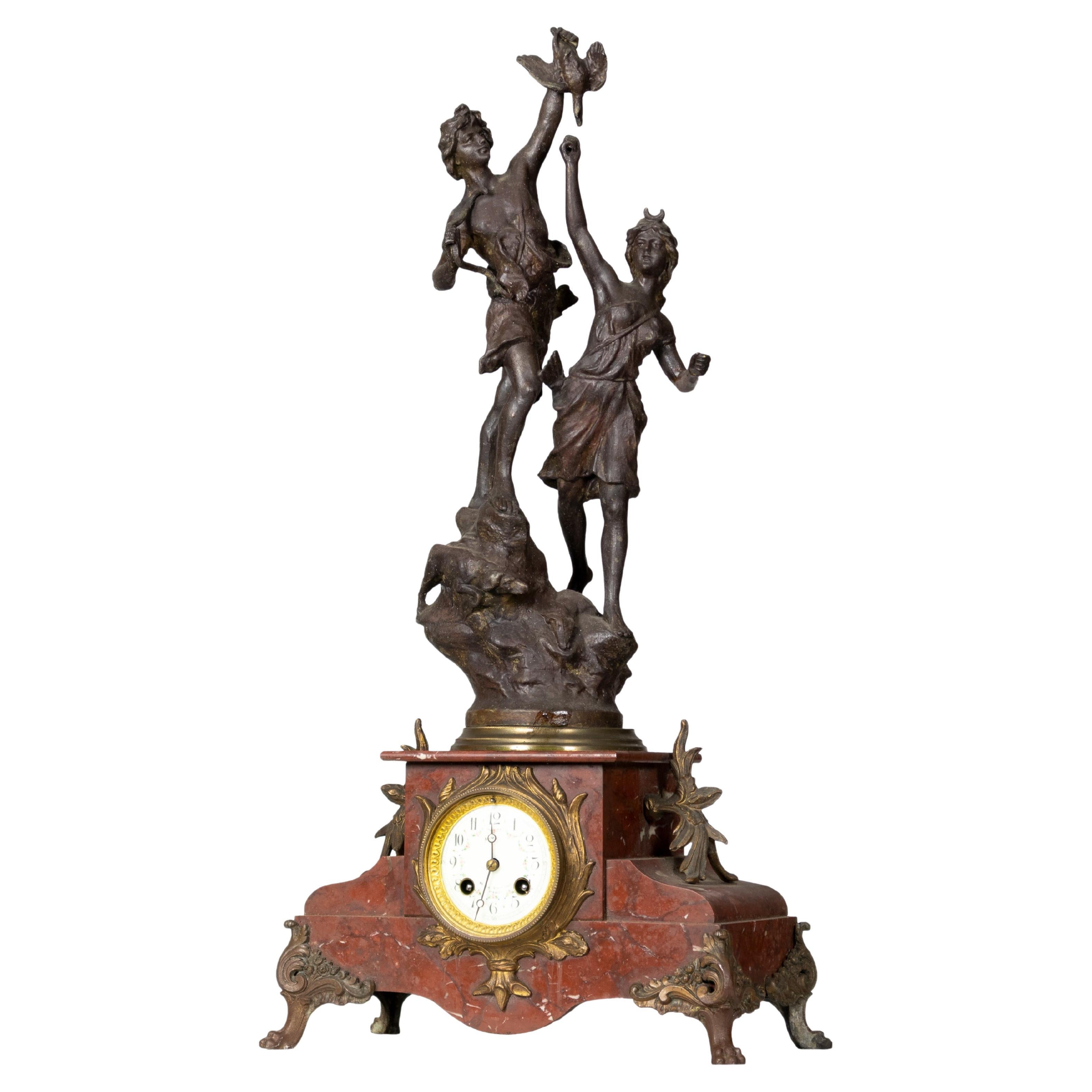 Napoleon III Goddess Diana Mantel Clock, 19th Century For Sale at 1stDibs