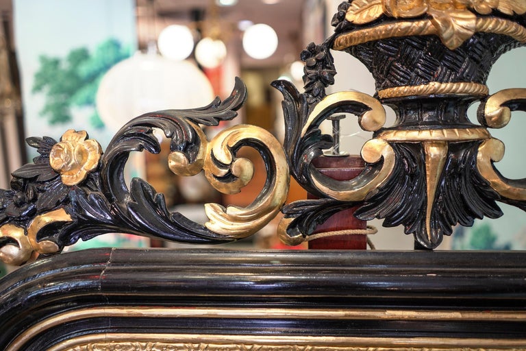 Napoleon III Gold and Black Carved Wood French Wall Mirror, circa 1860 ...