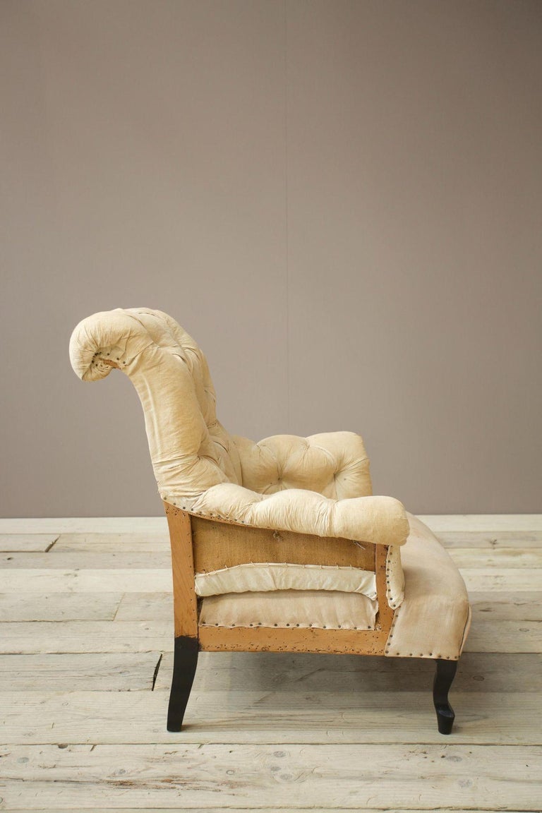 Napoleon III Large Buttoned Scroll Back Armchair For Sale at 1stDibs