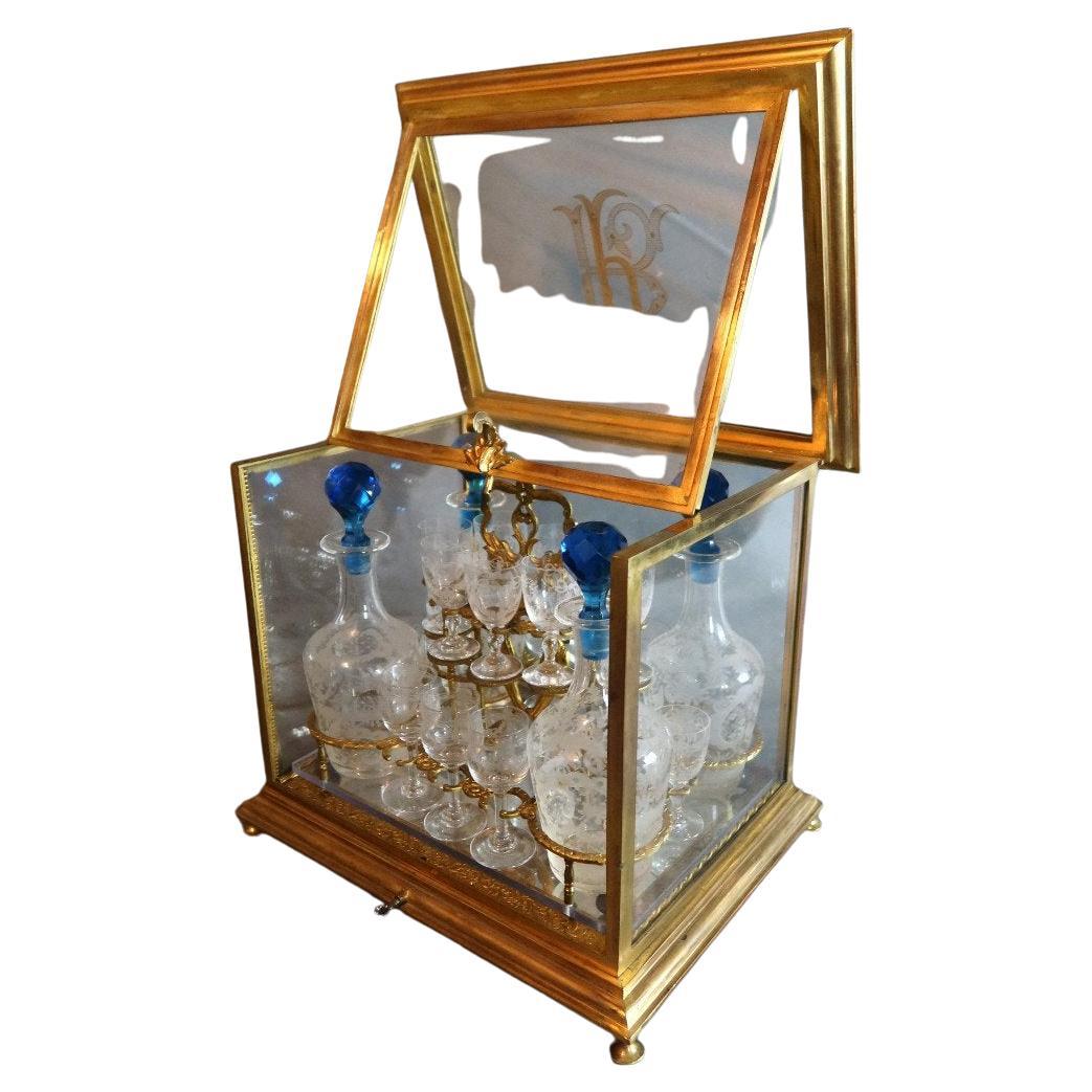 Napoleon III Period Bronze and Glass Liquor Cellar For Sale at 1stDibs