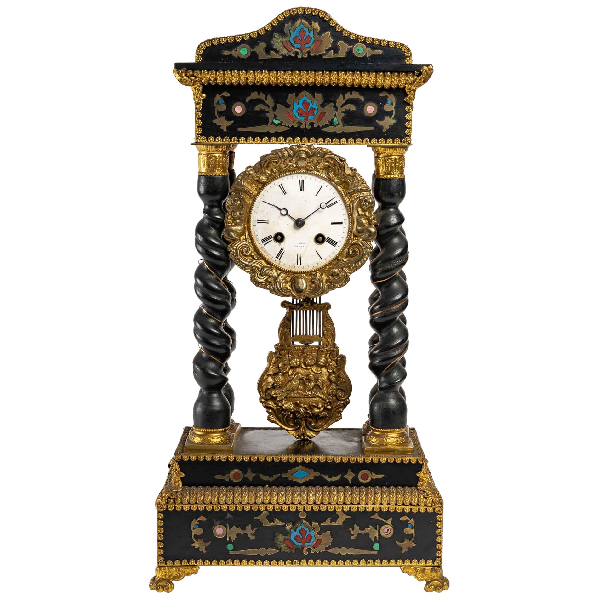 French Onyx and Enamel Clock and Candelabra Set of the Napoleon III ...