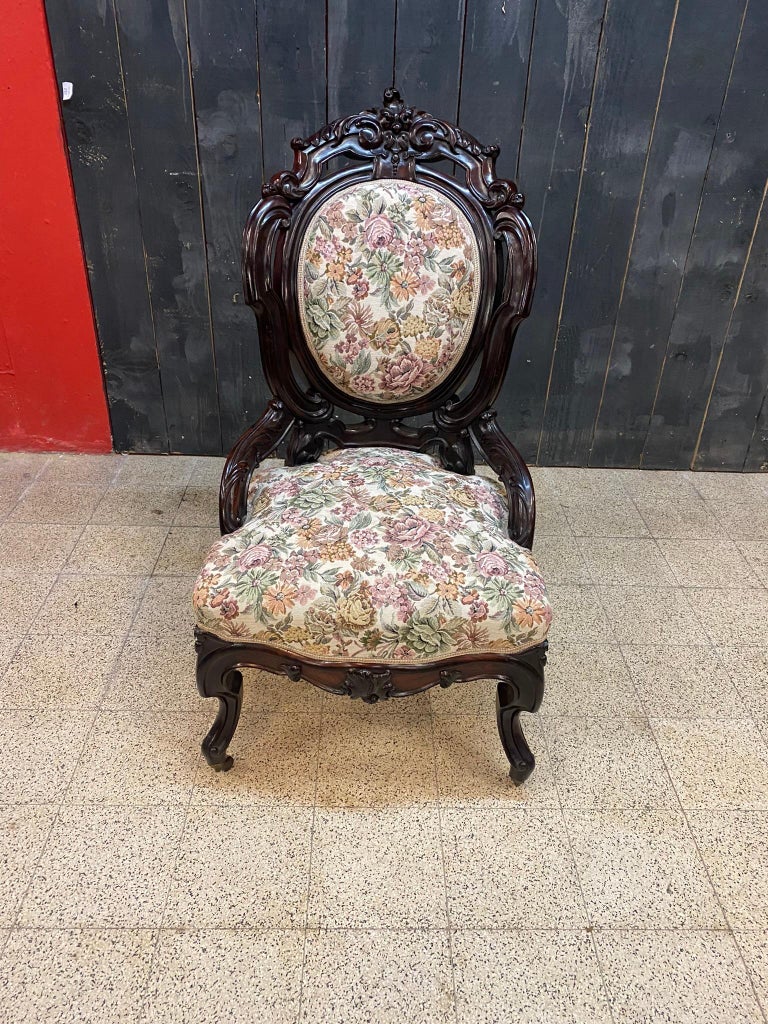Napoleon III Period Fireside Chair, Fully Restored For Sale at 1stDibs