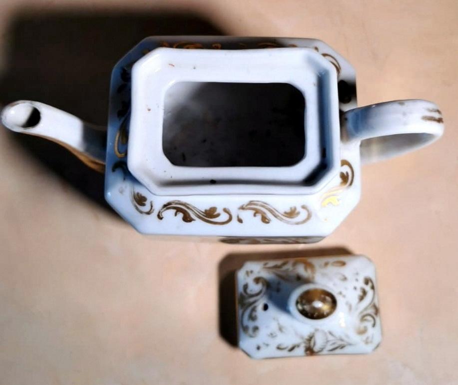 Napoleon III Porcelain De Paris Teapot and Sugar Bowl with Pure Gold ...