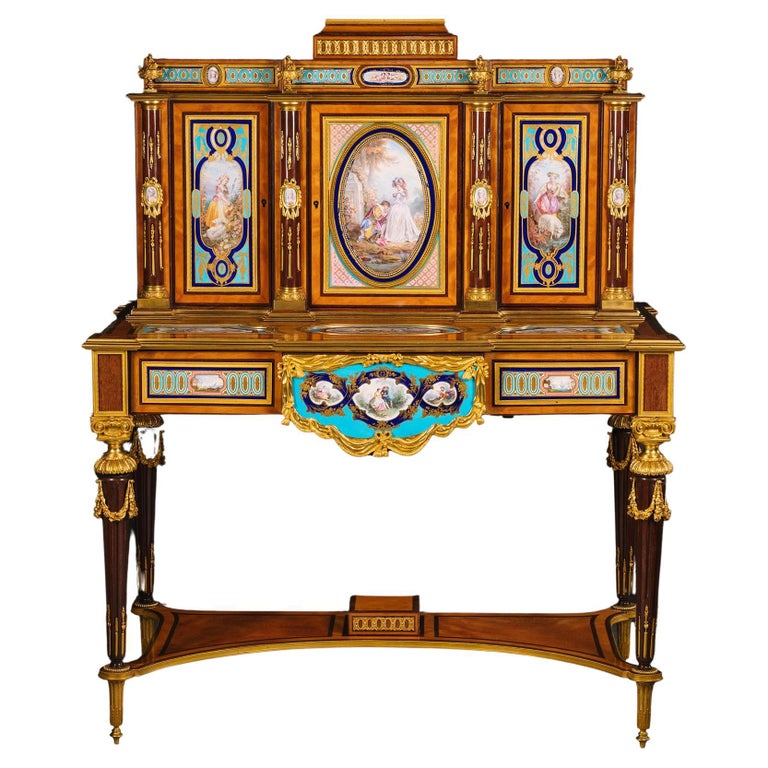 Bonheur Du Jour en porcelaine Napoléon III attribué à Edouard Kreisser ...