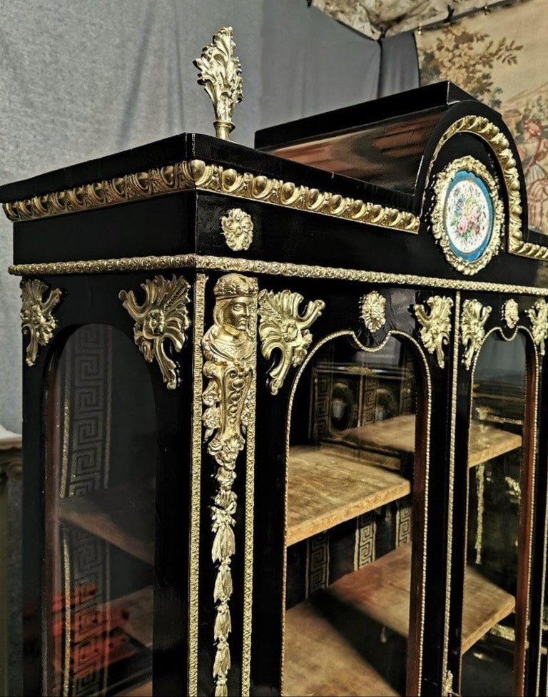 Napoleon III Sèvres Porcelain Versace Boulle Bookcase Vitrine, France ...