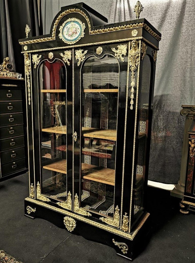 Napoleon III Sèvres Porcelain Versace Boulle Bookcase Vitrine, France ...