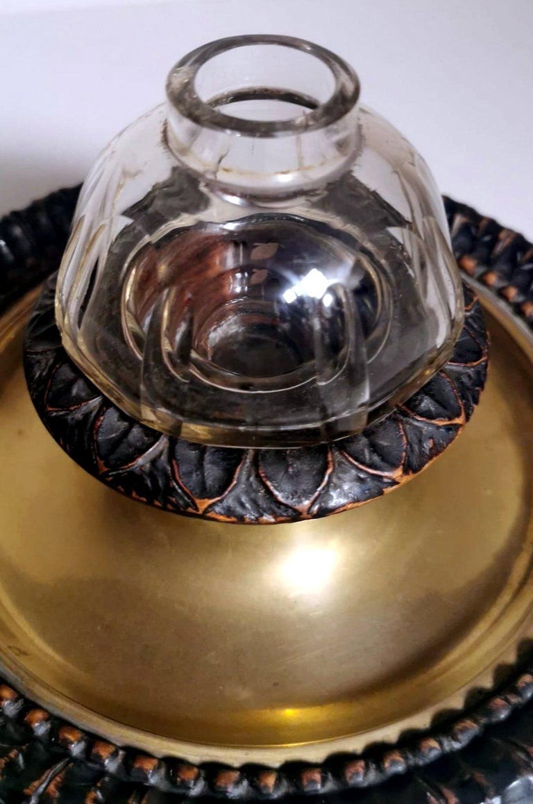 Napoleon III Style French Inkwell Made of Wood, Brass and Crystal For ...