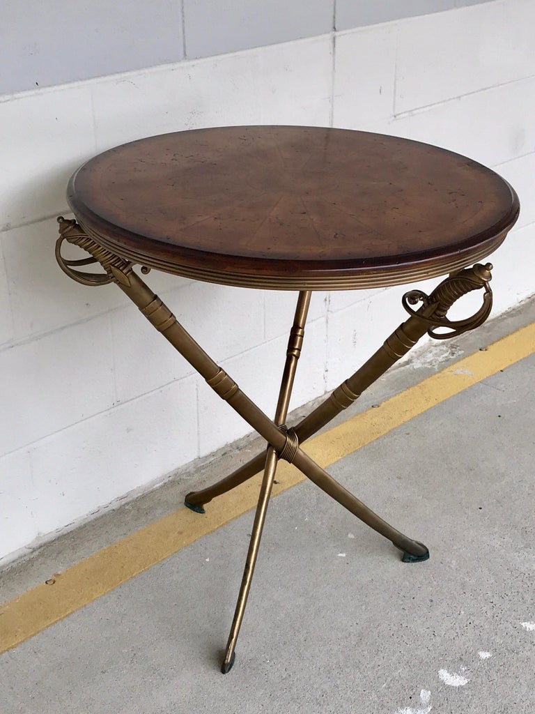 Napoleon III Style Gilt Metal Sword Motif Burlwood Side Table For Sale ...