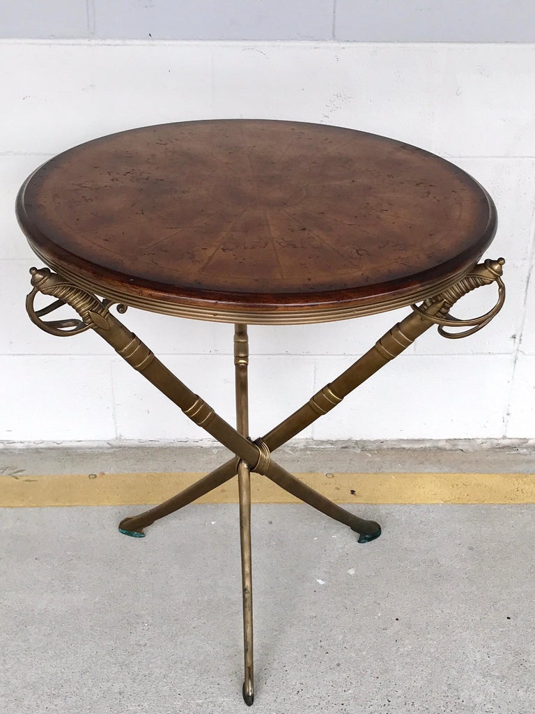 Napoleon III Style Gilt Metal Sword Motif Burlwood Side Table For Sale ...