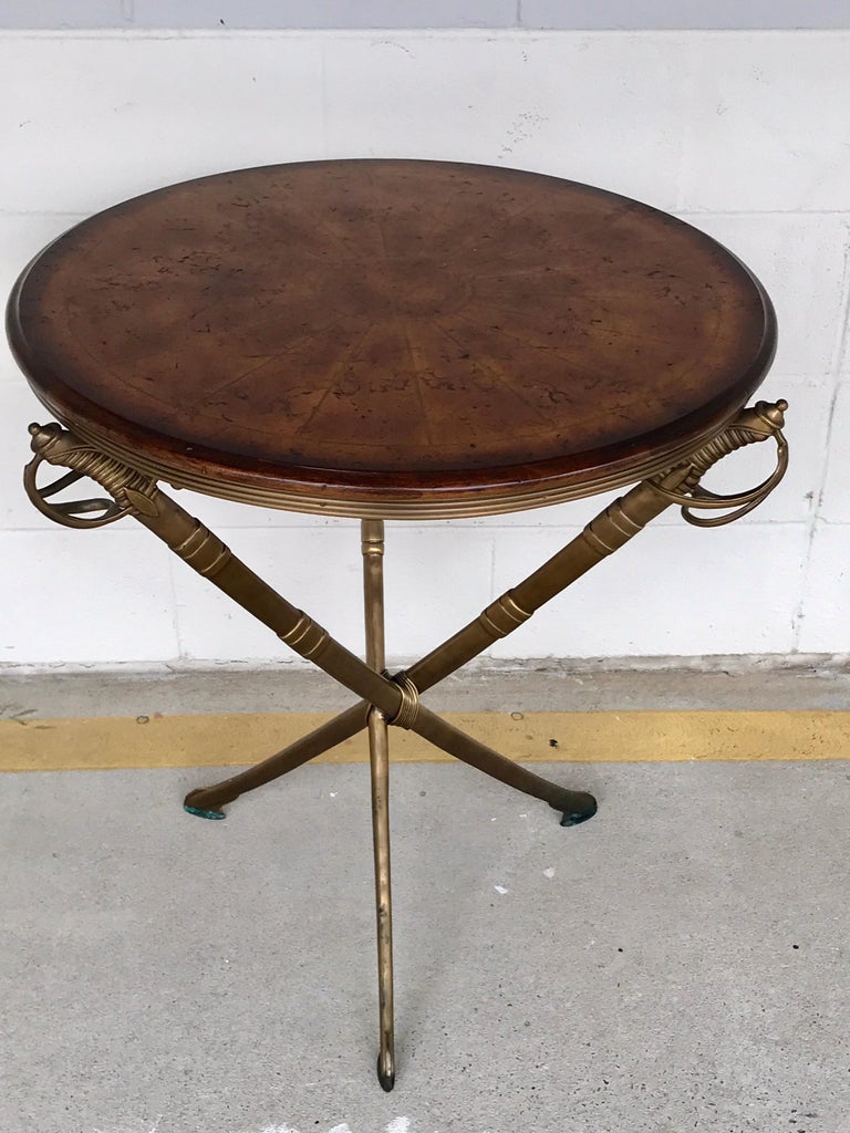 Napoleon III Style Gilt Metal Sword Motif Burlwood Side Table For Sale ...