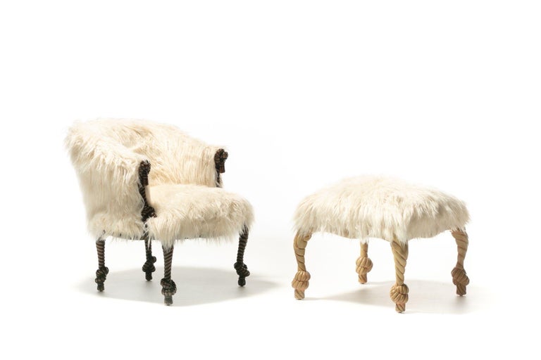 Napoleon III Style Twisted Rope and Tassel Frame Chair in Faux Fur ...