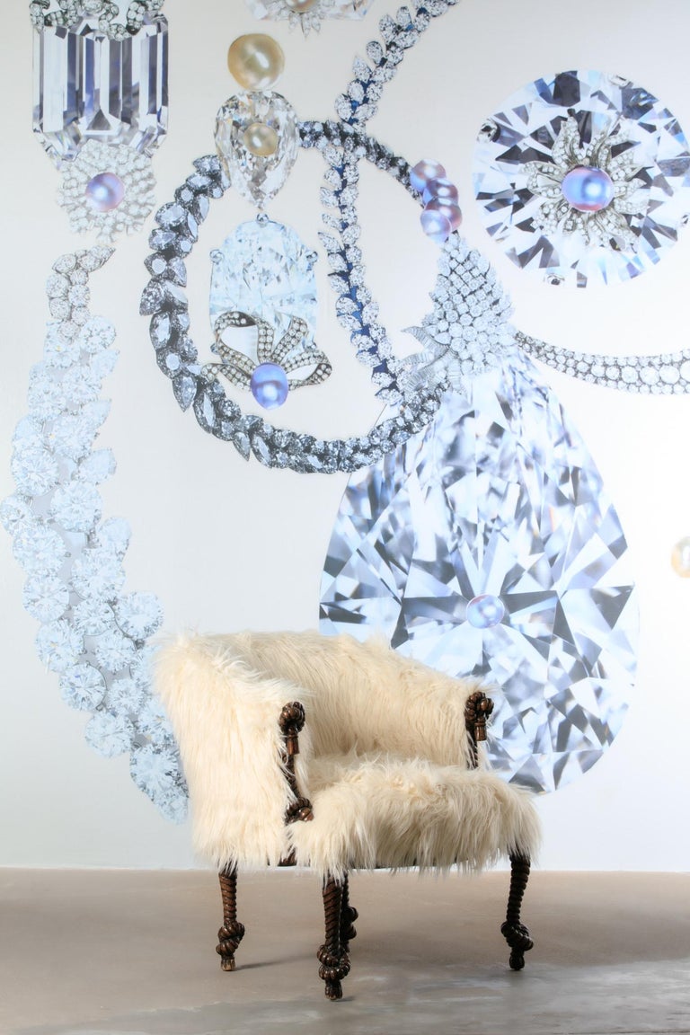 Napoleon III Style Twisted Rope and Tassel Frame Chair in Faux Fur ...