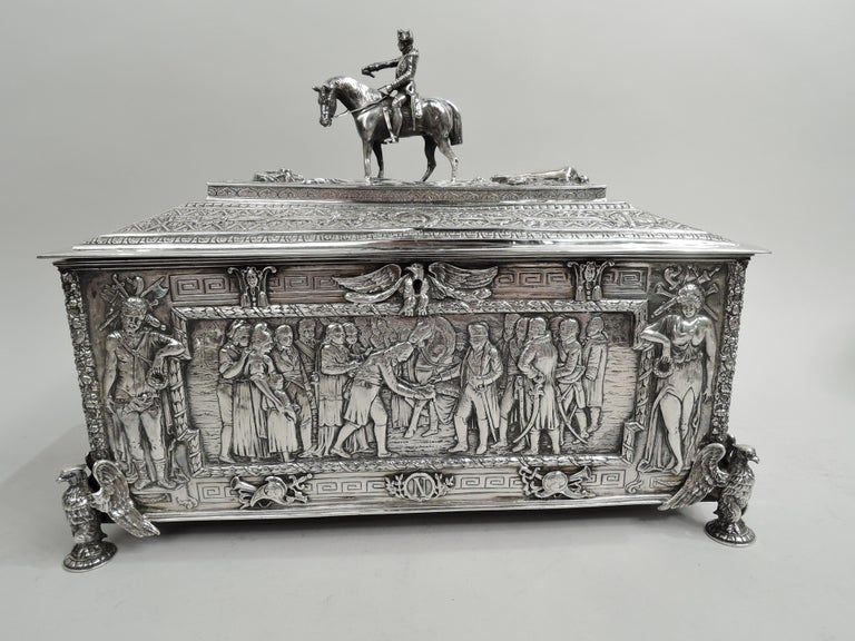 Napoleon Triumphant—Large Antique Silver Bonaparte Box For Sale at 1stDibs