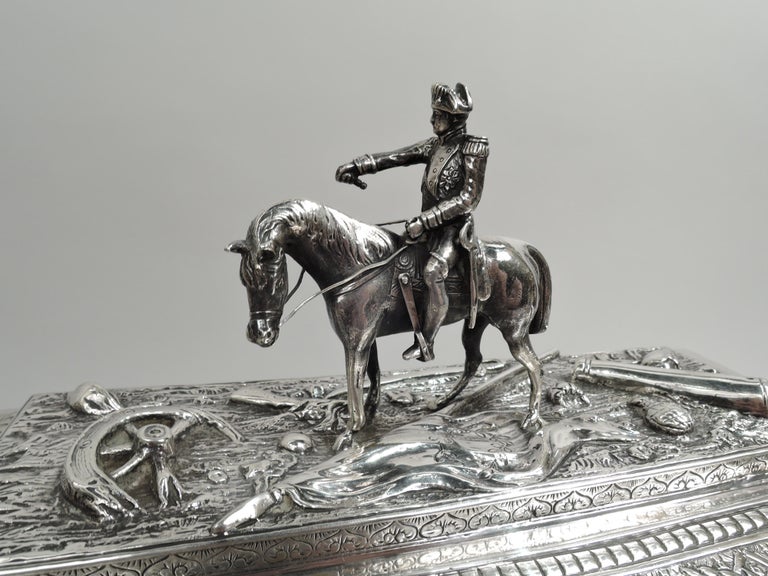 Napoleon Triumphant—Large Antique Silver Bonaparte Box For Sale at 1stDibs