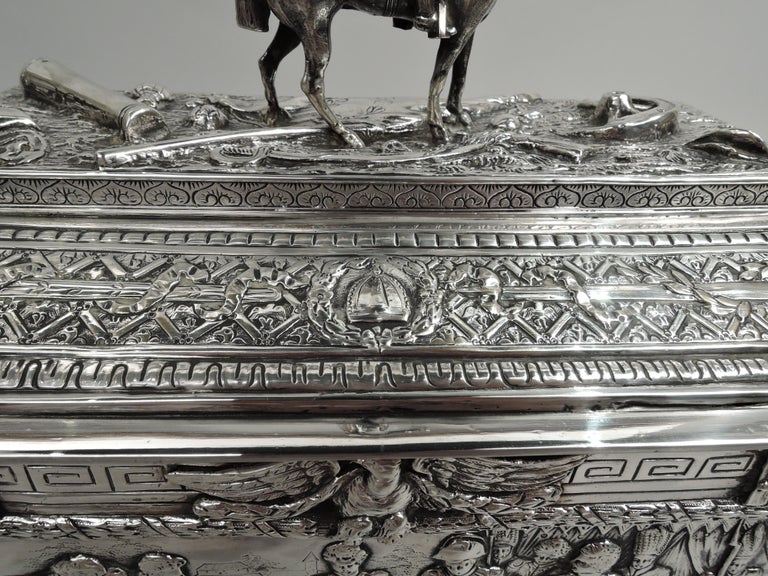 Napoleon Triumphant—Large Antique Silver Bonaparte Box For Sale at 1stDibs