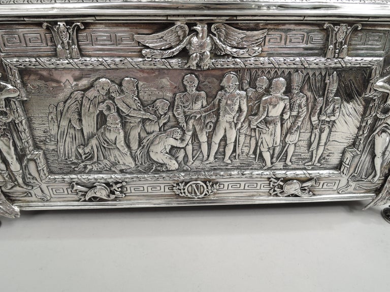 Napoleon Triumphant—Large Antique Silver Bonaparte Box For Sale at 1stDibs