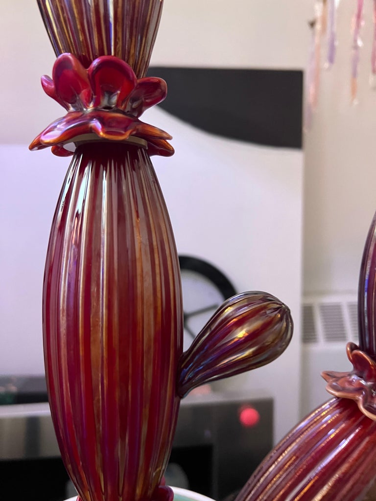 Napoleone Martinuzzi for Venini Red Cactus Succulent Sculpture, Signed ...