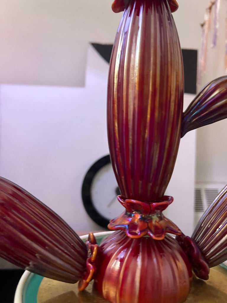 Napoleone Martinuzzi for Venini Red Cactus Succulent Sculpture, Signed ...