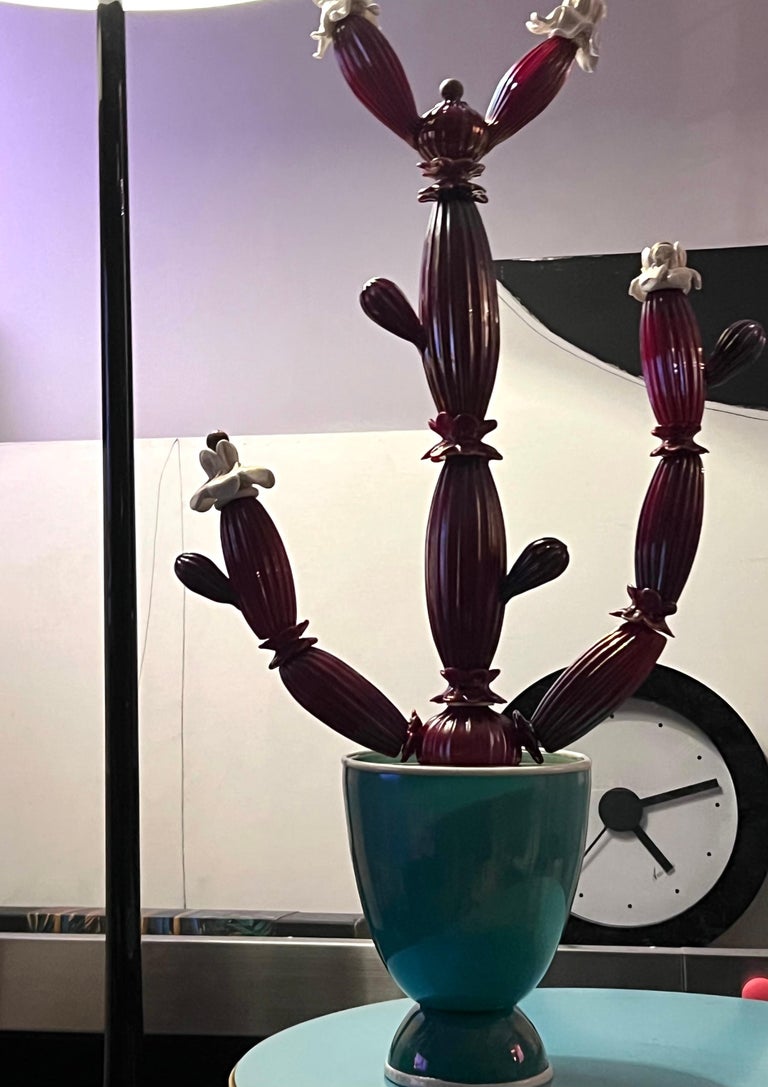 Napoleone Martinuzzi for Venini Red Cactus Succulent Sculpture, Signed ...